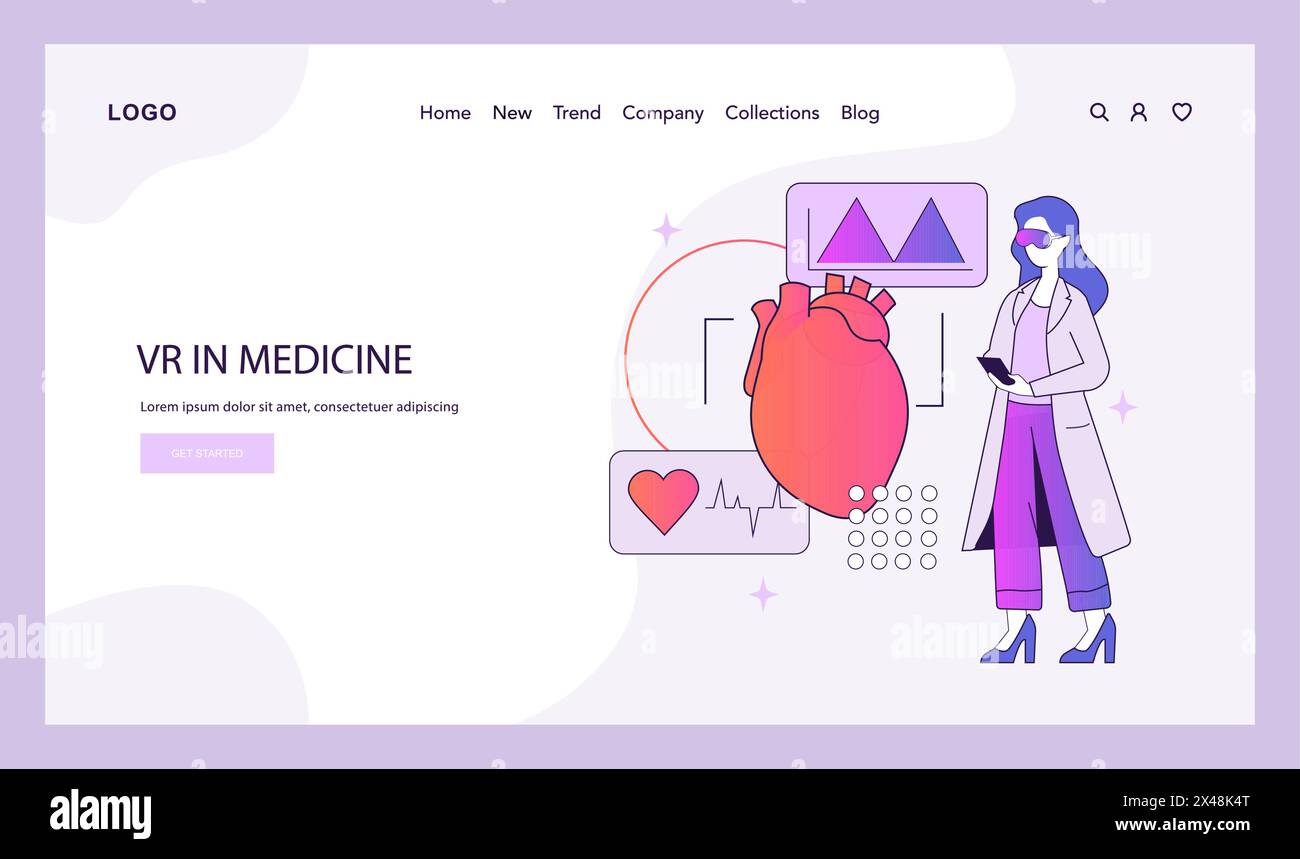 Medical VR concept. A female doctor uses virtual reality to analyze ...