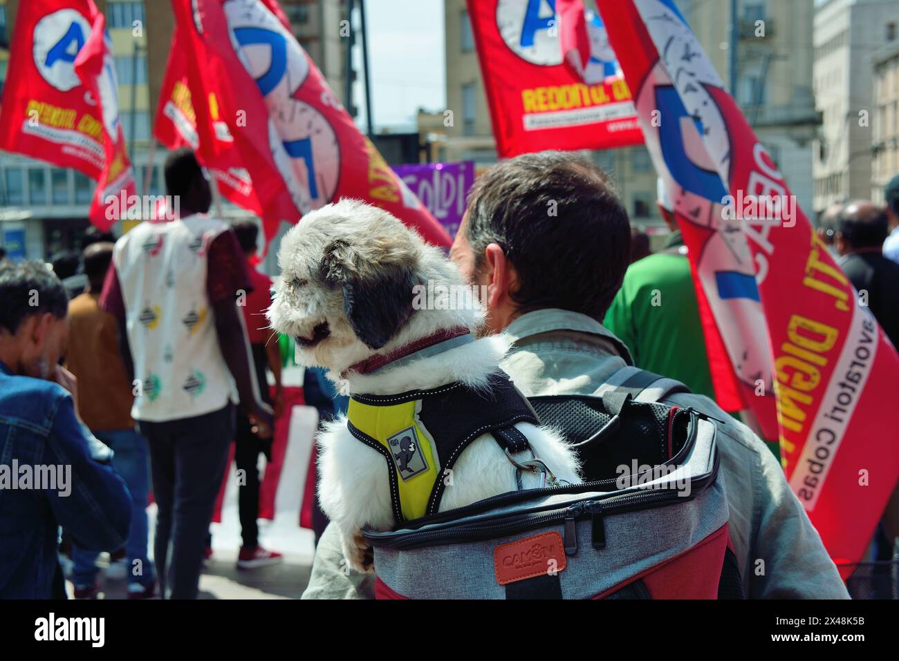 Padua, Italy. May 1st, 2024. Labor Day. Padua, Italy. A hundred people ...