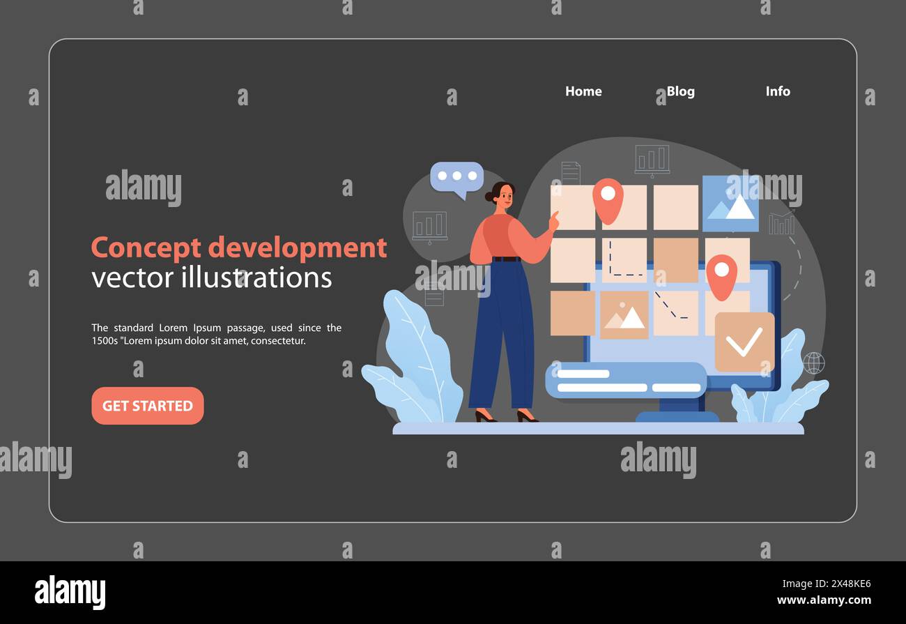 Concept Development in Branding. A vibrant vector illustration ...