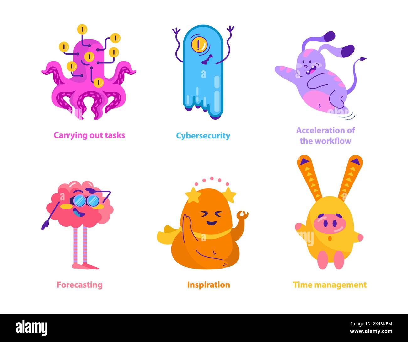 Monster Helper set. Imaginative creatures personifying business ... Monster Helper set. Imaginative creatures personifying business ...