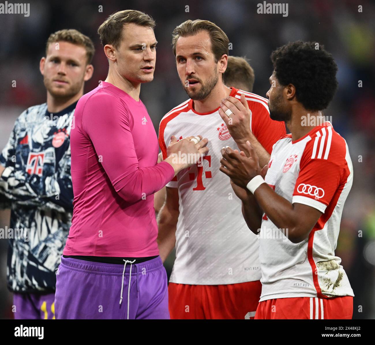MUNICH, GERMANY - APRIL 30: Manuel Neuer, Harry Kane, Serge Gnabry of ...