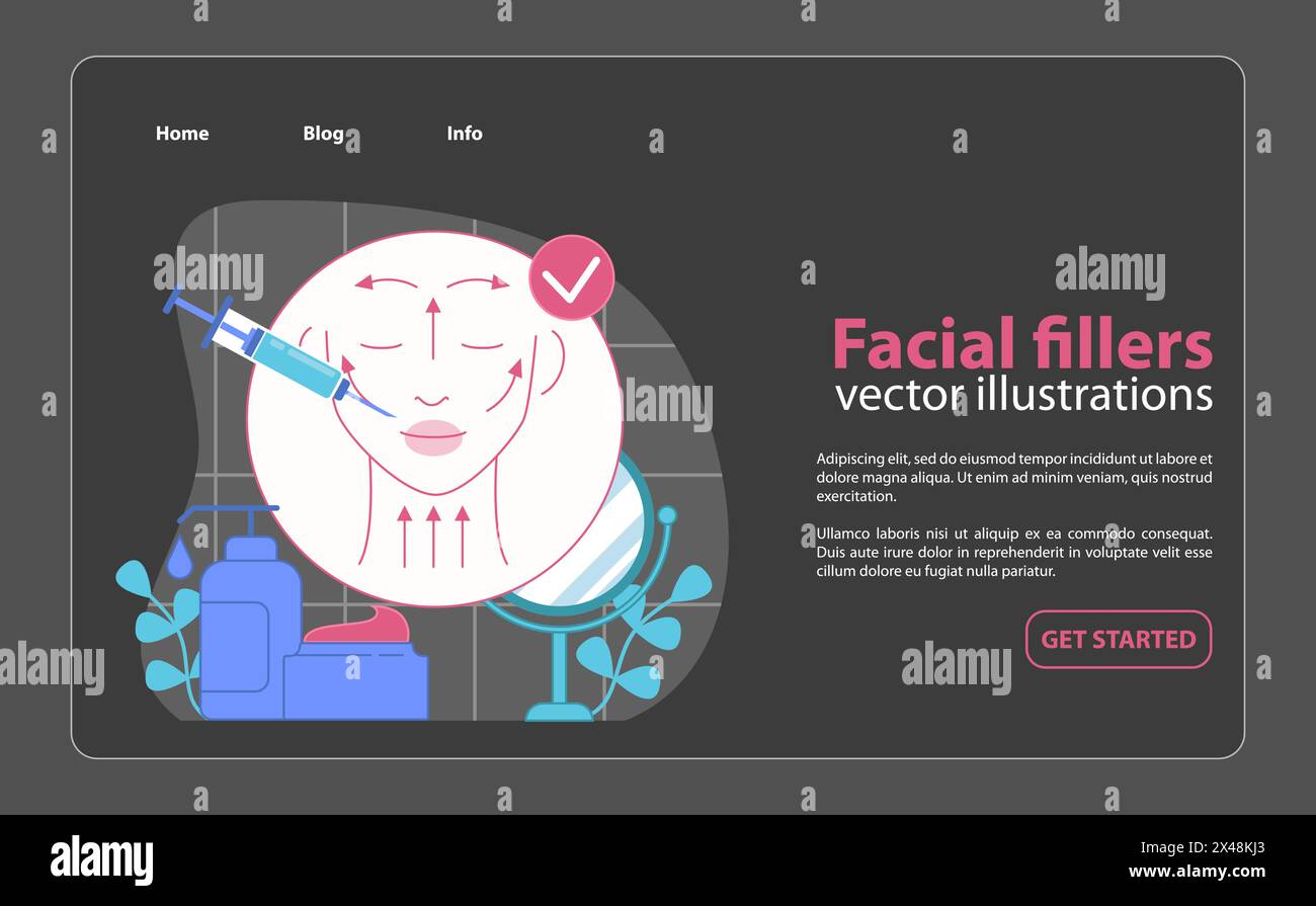 Rejuvenating facial fillers treatment. An illustration showing a serene ...