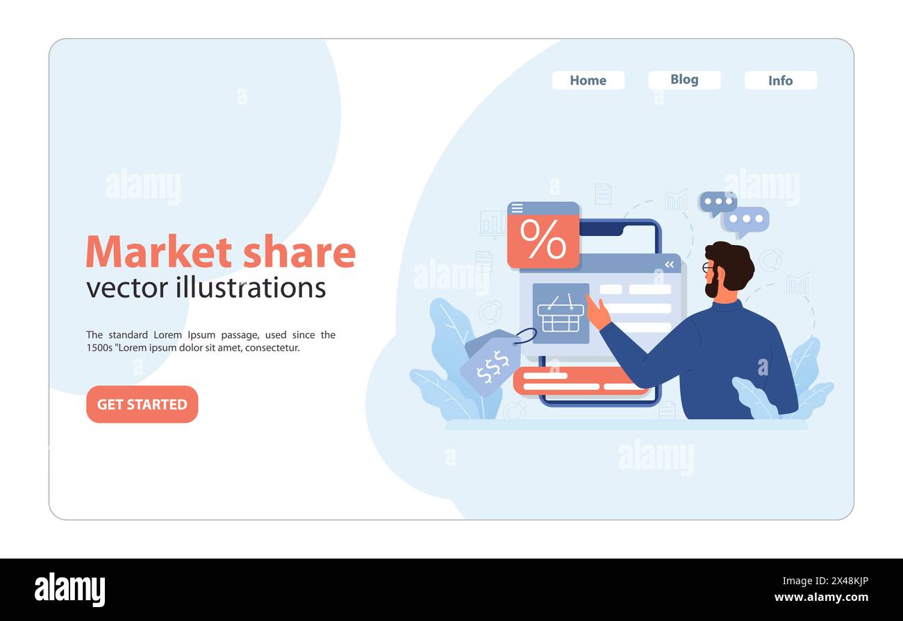 Market penetration concept. Professional calculating market share on ...