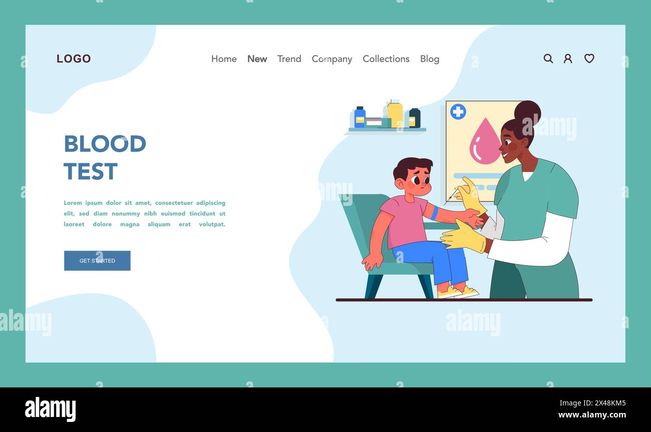 Compassionate care during blood test. Nurse gently prepares young boy ...