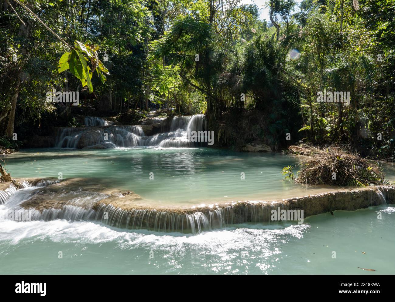 The Kuang Si Waterfall is located 30 km to the south of Luang Prabang ...
