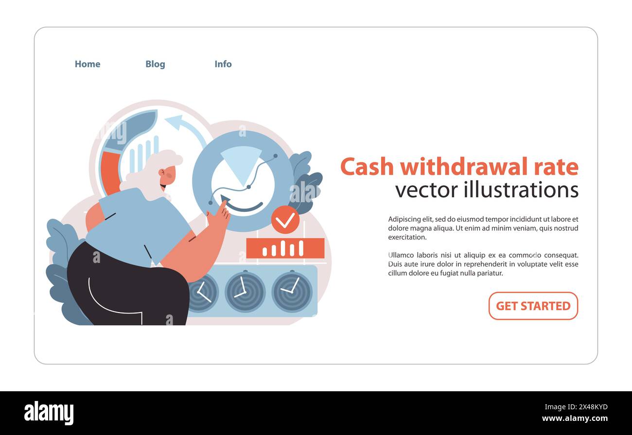 Retirement Calculator concept. Senior analyzing cash withdrawal rate ...