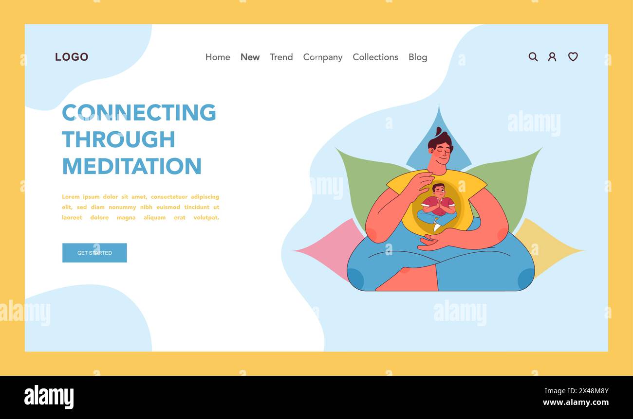 Meditation connection concept. Harmonizing adult self with inner child in mindful embrace ...