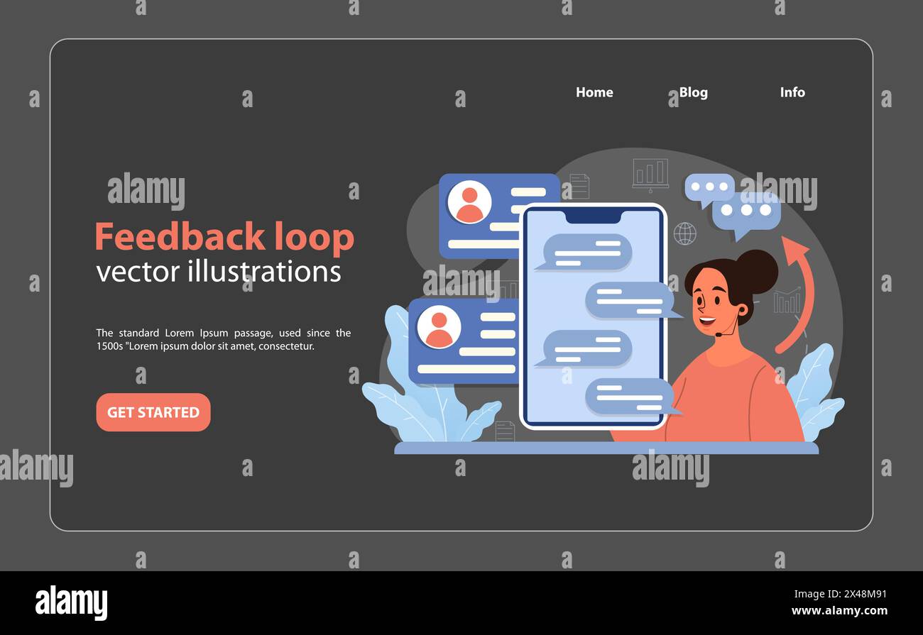 Confident woman manages an interactive feedback loop on her digital ...