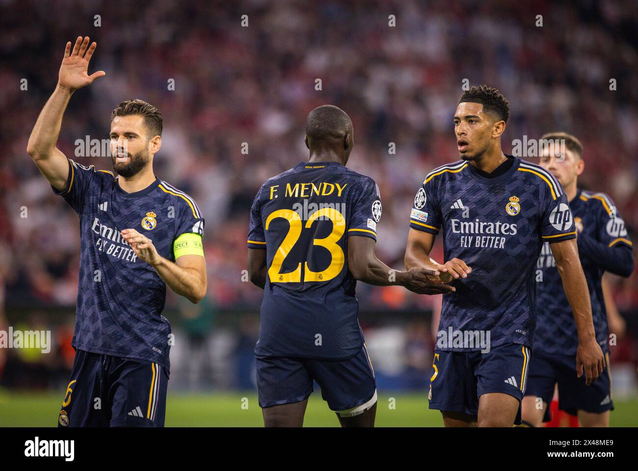 Munich, Germany. 30th Apr 2024. Torjubel: Nacho (Real) Ferland Mendy ...
