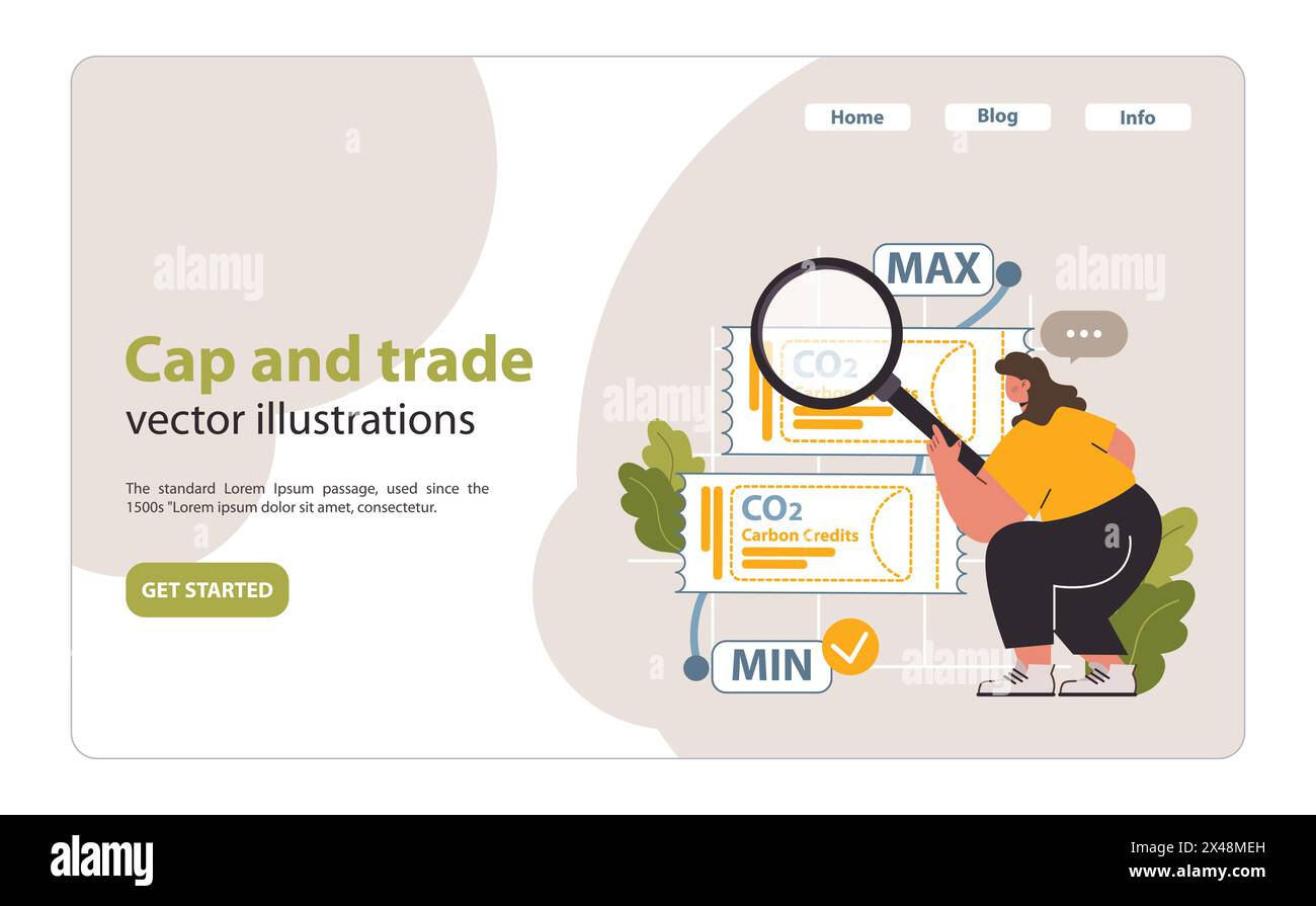 Woman analyzing CO2 levels for cap and trade, ensuring carbon credits stay within defined ...