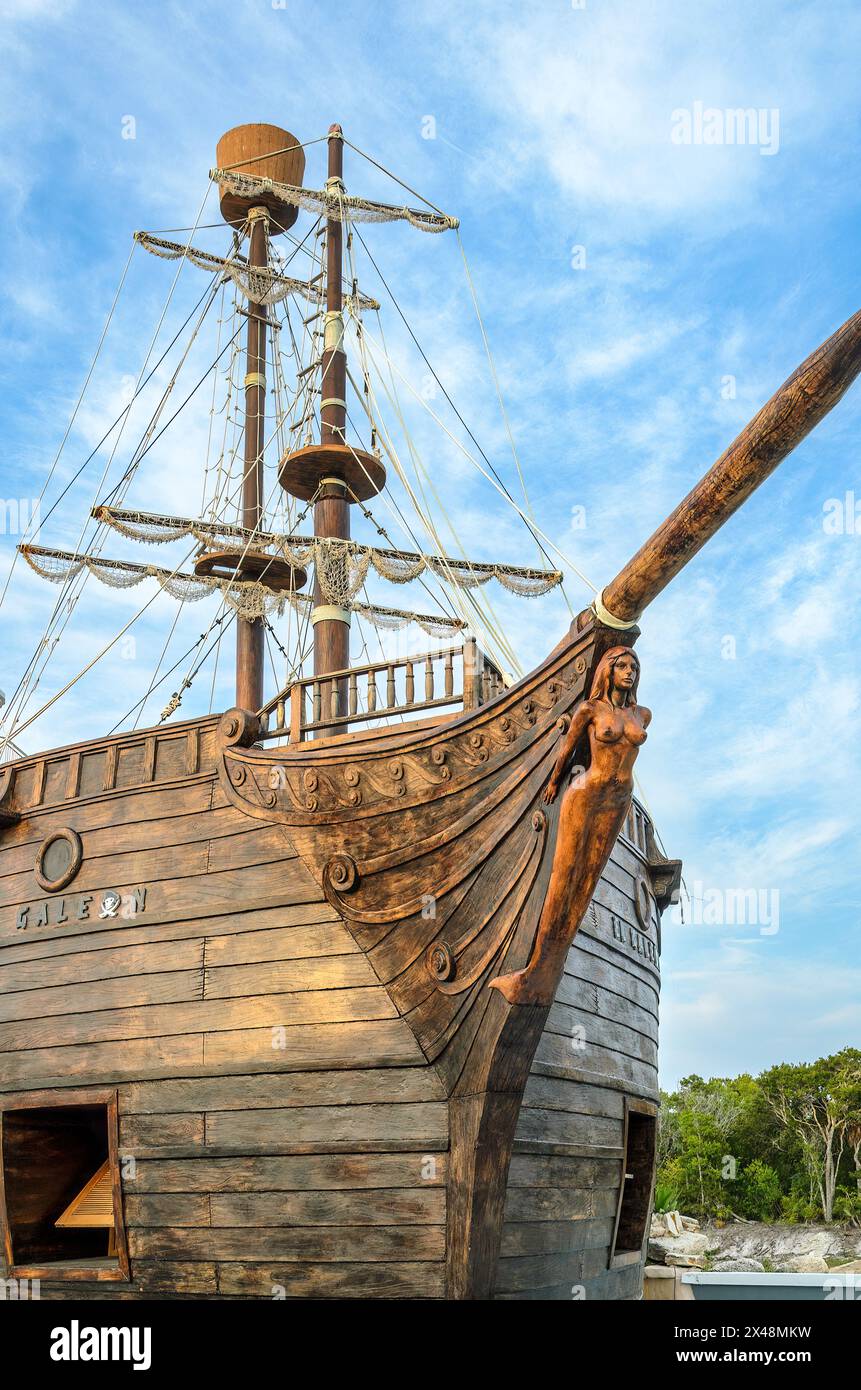 Replica of pirate ship, Cayo Santa Maria, Cuba Stock Photo - Alamy