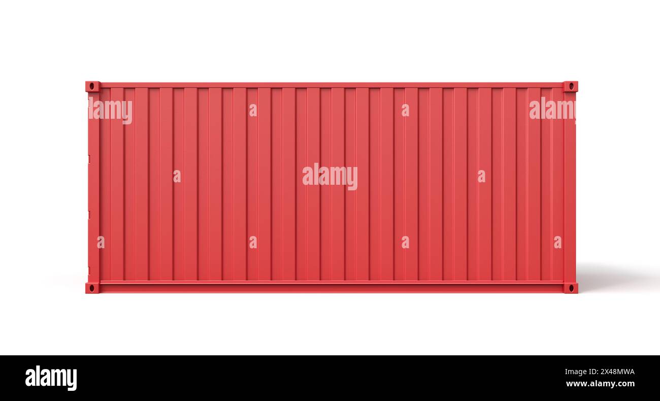 3d rendering of closed red cargo container isolated on white background ...