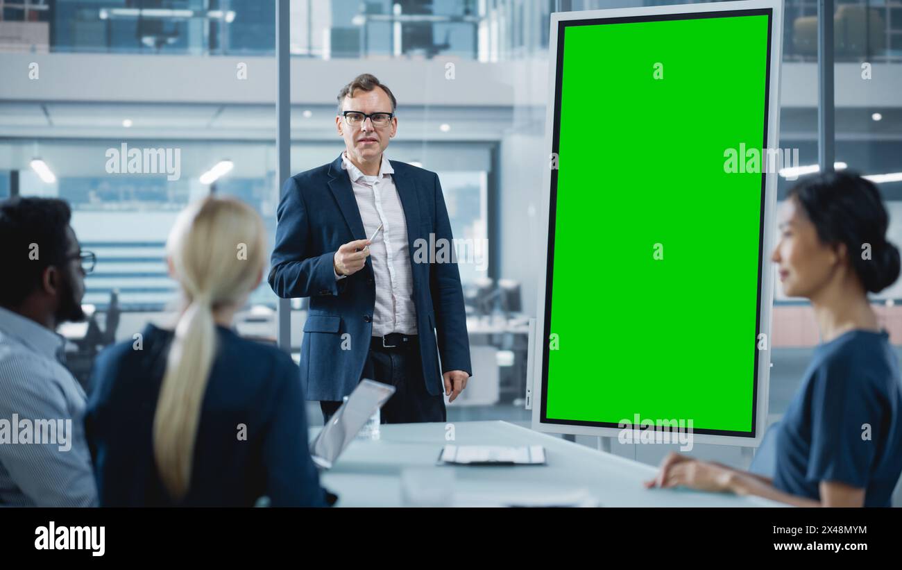 Company Operations Manager Holds Meeting Presentation for a Team of ...
