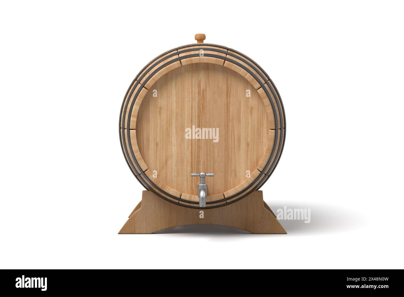Wooden barrel on white standing upright Stock Photo - Alamy