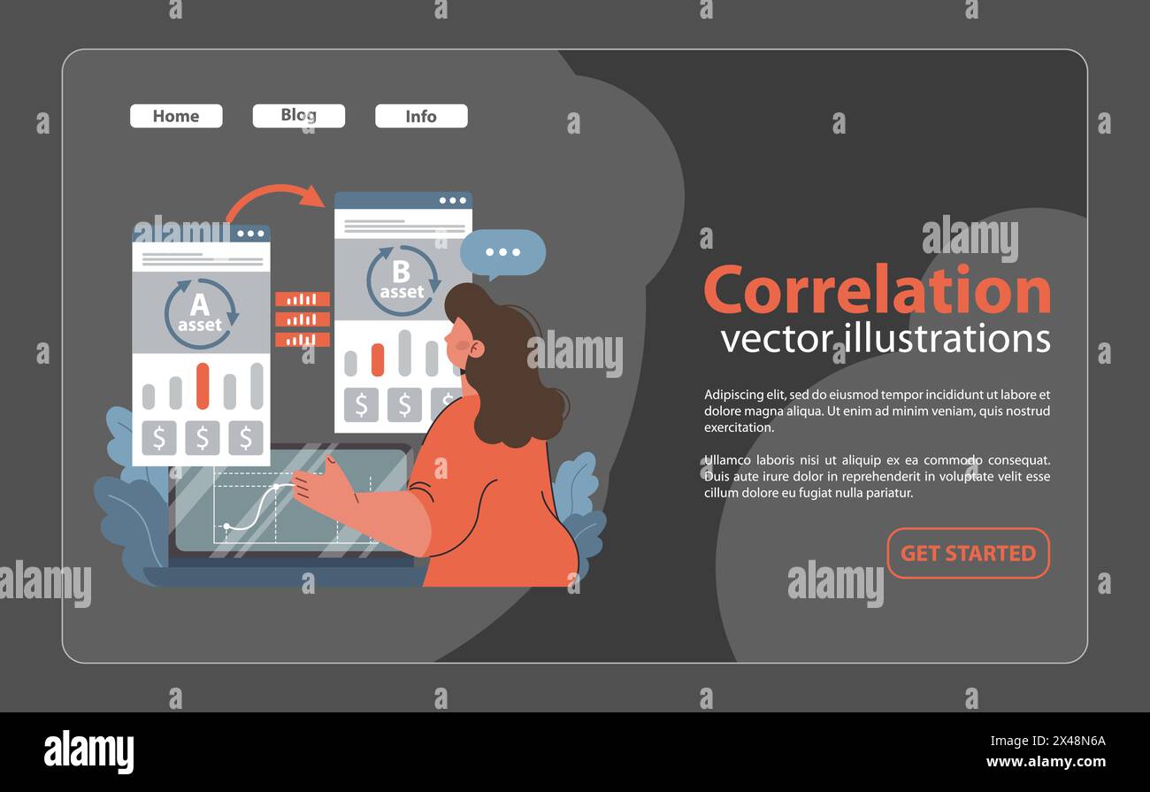 Analyzing asset correlation for informed investment decisions. Woman ...