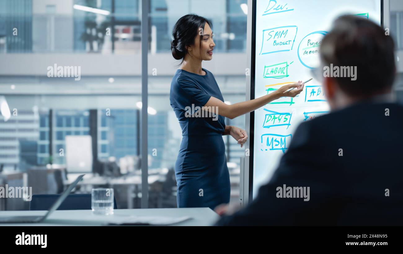 Female Operations Manager Holds Meeting Presentation for a Team of ...