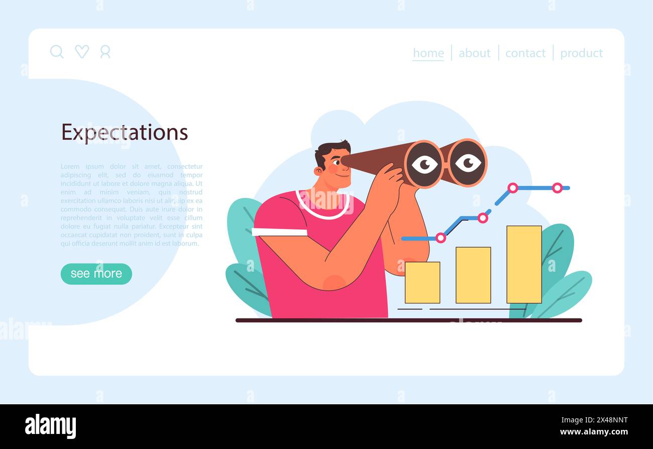 Expectations concept. Focused analysis on business growth trends with a ...