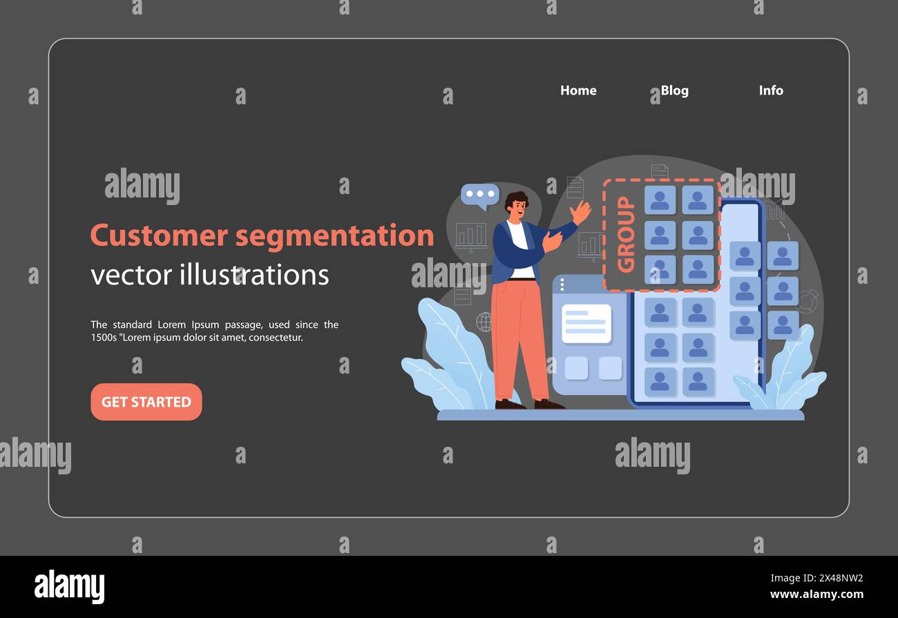 Man performing customer segmentation on digital interface, categorizing clients for targeted ...