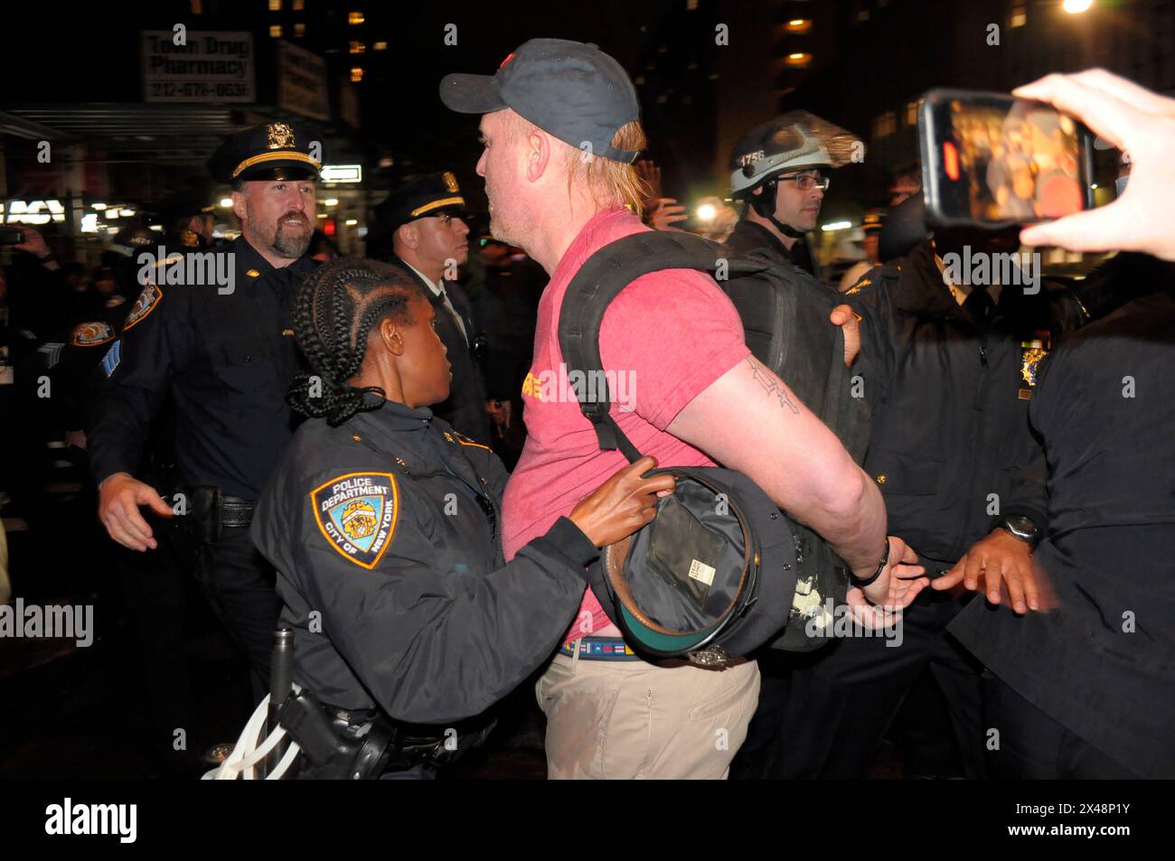 A pro-Israel demonstrator is arrested by members of the New York City ...