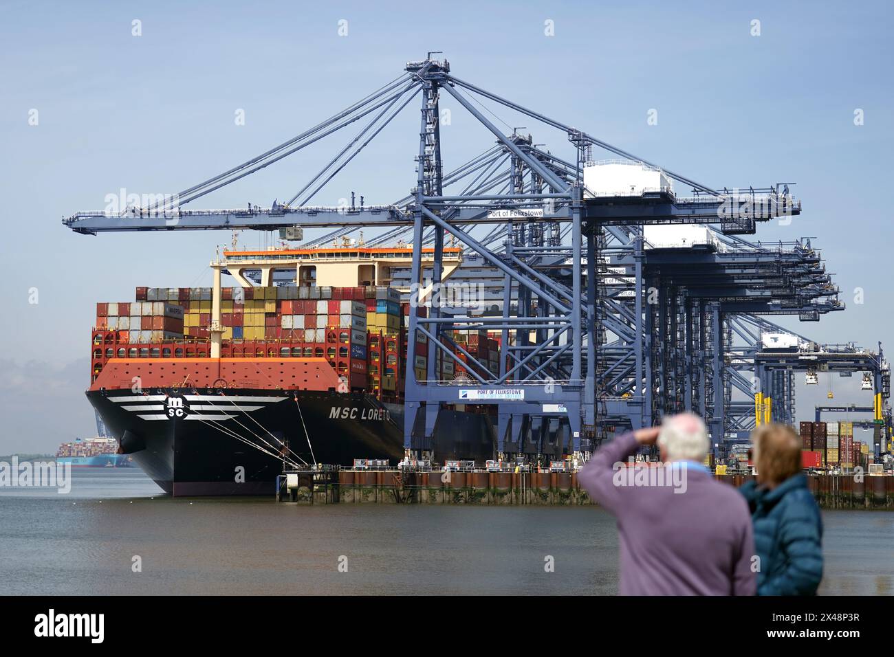 The world's largest cargo ship MSC Loreto docked at the Port of ...