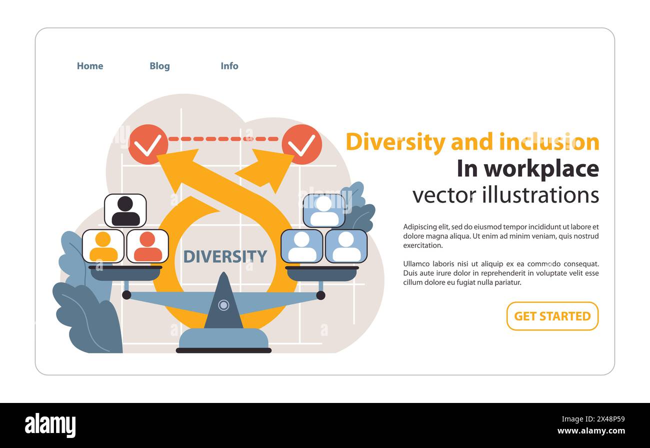 Balancing scales showcasing diverse workforce. Arrows connect ...