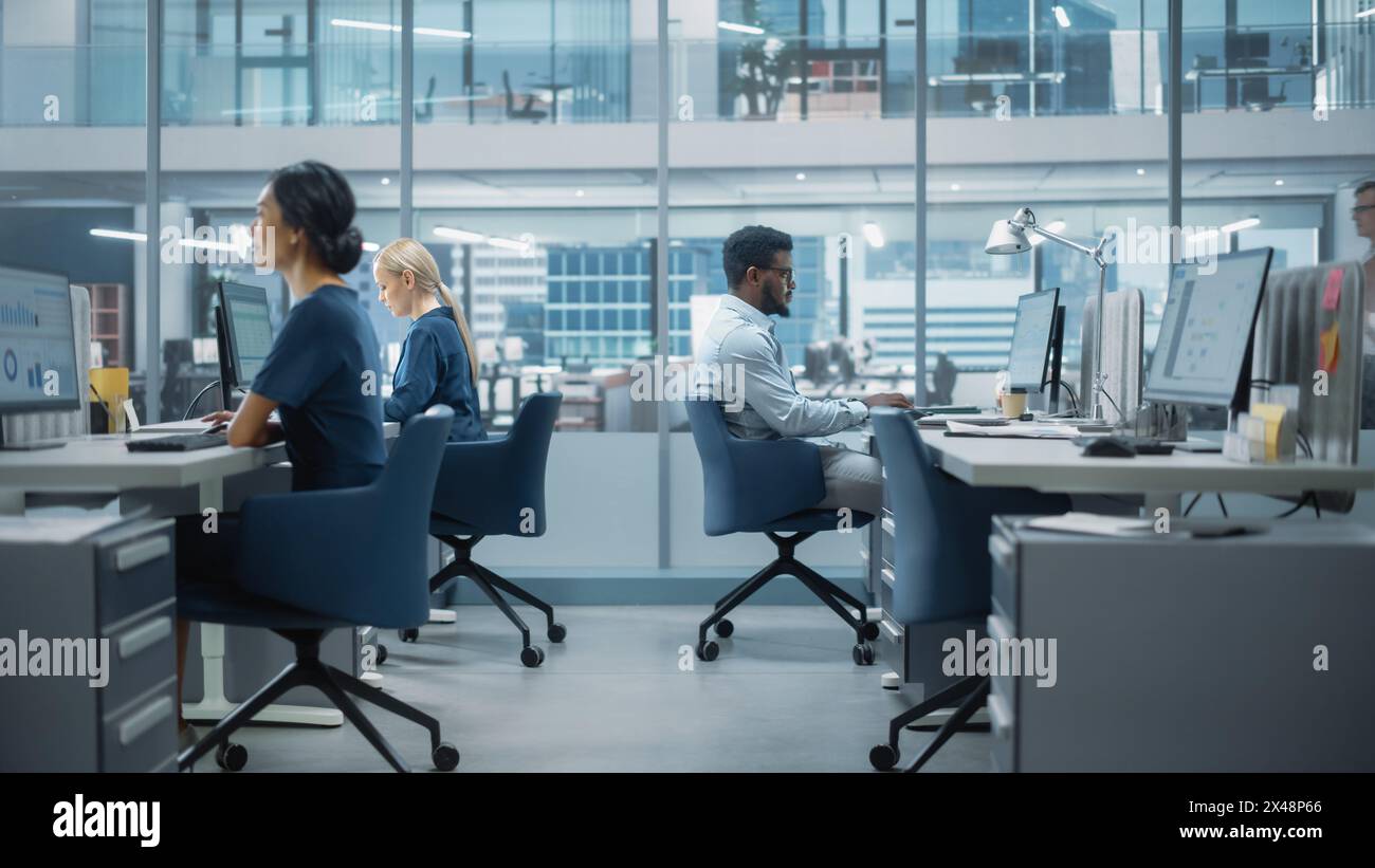 In Big Corporate Office: African American Business Manager Using ...