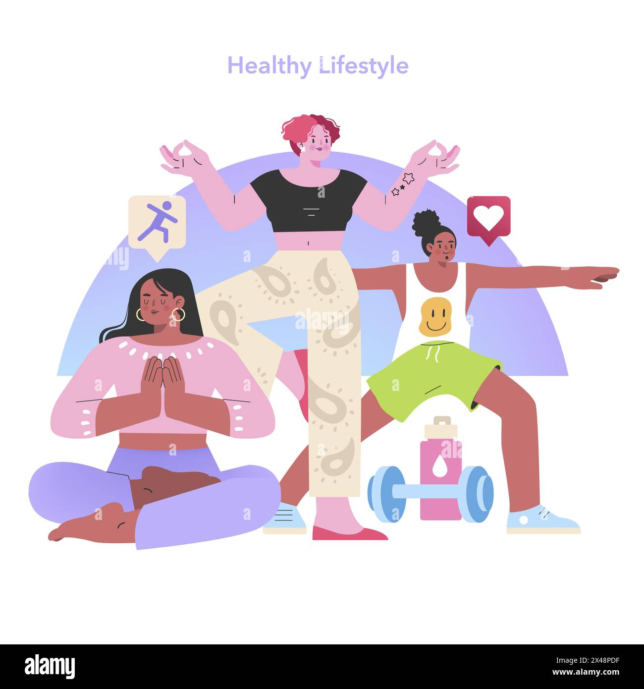 Healthy Lifestyle concept. A vibrant scene of Gen Z engaging in ...