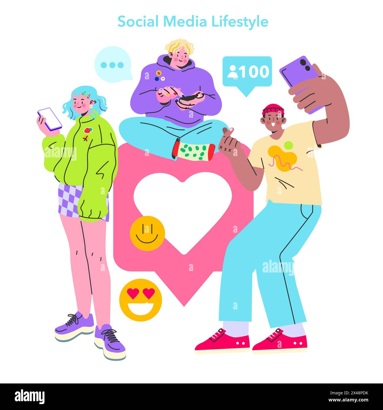 Digital Natives concept. Youth engaging with smartphones, symbolizing ...