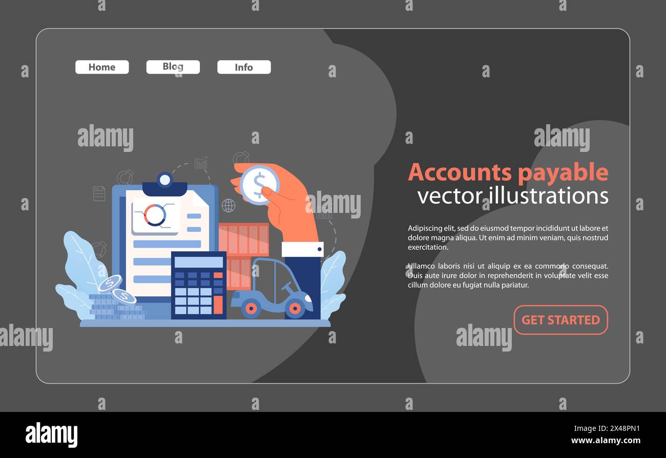 Management of accounts payable process. Clipboard checklist, calculator ...