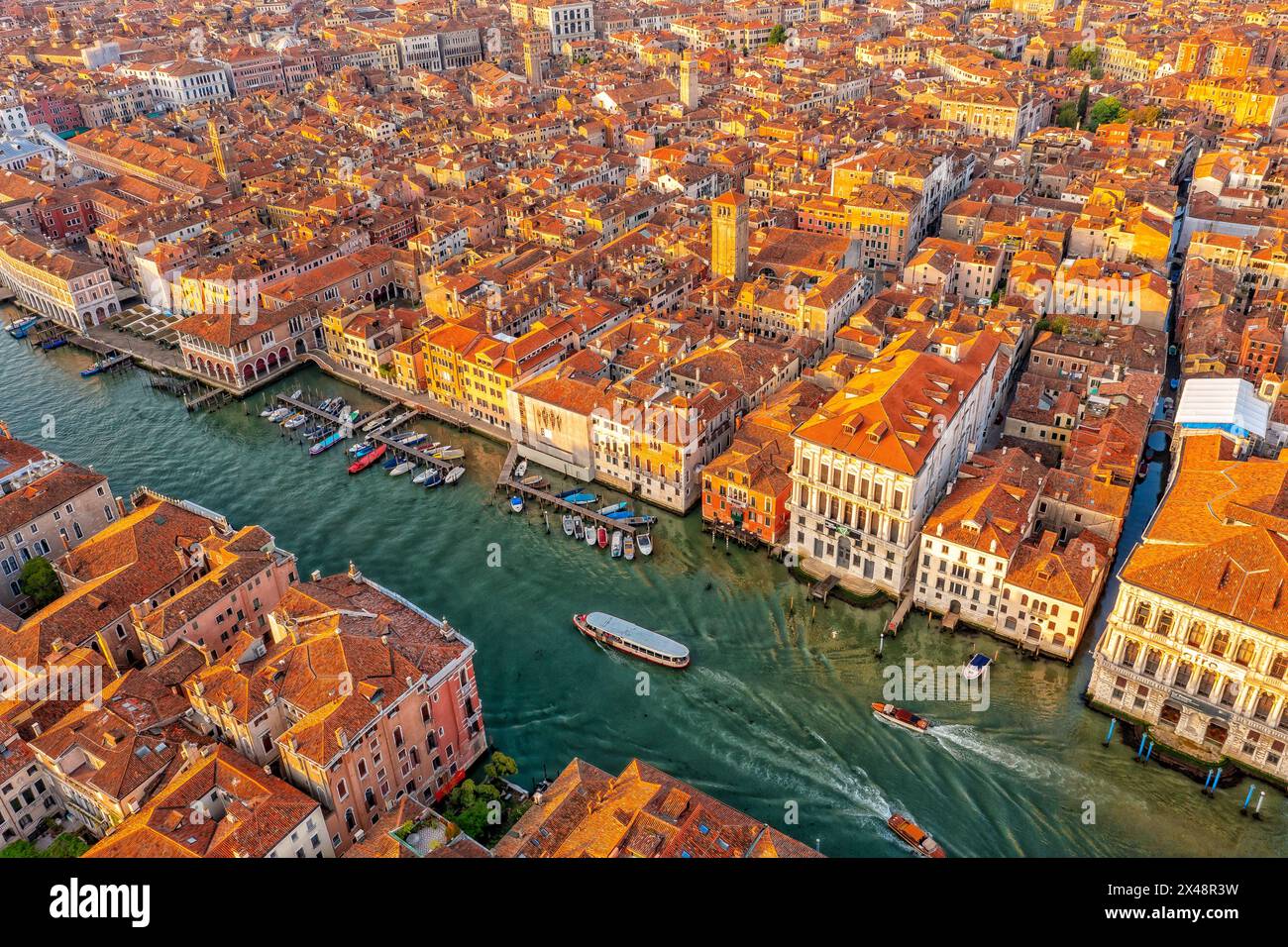 Panoramic shot Venice, Cannareggio, Italy. Tiled roofs and streets ...
