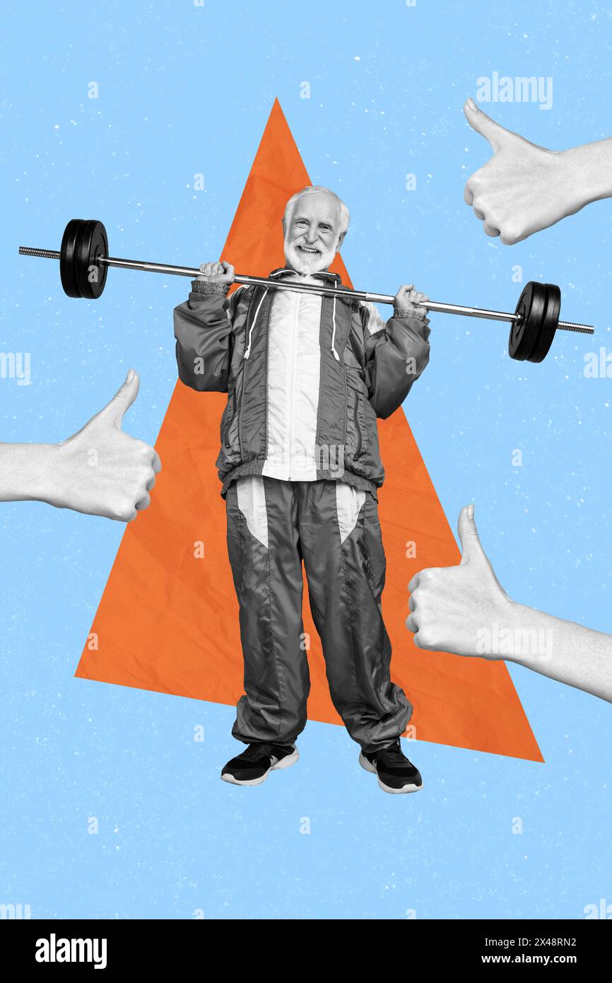 Sketch image composite collage of aged person man senior power strong ...