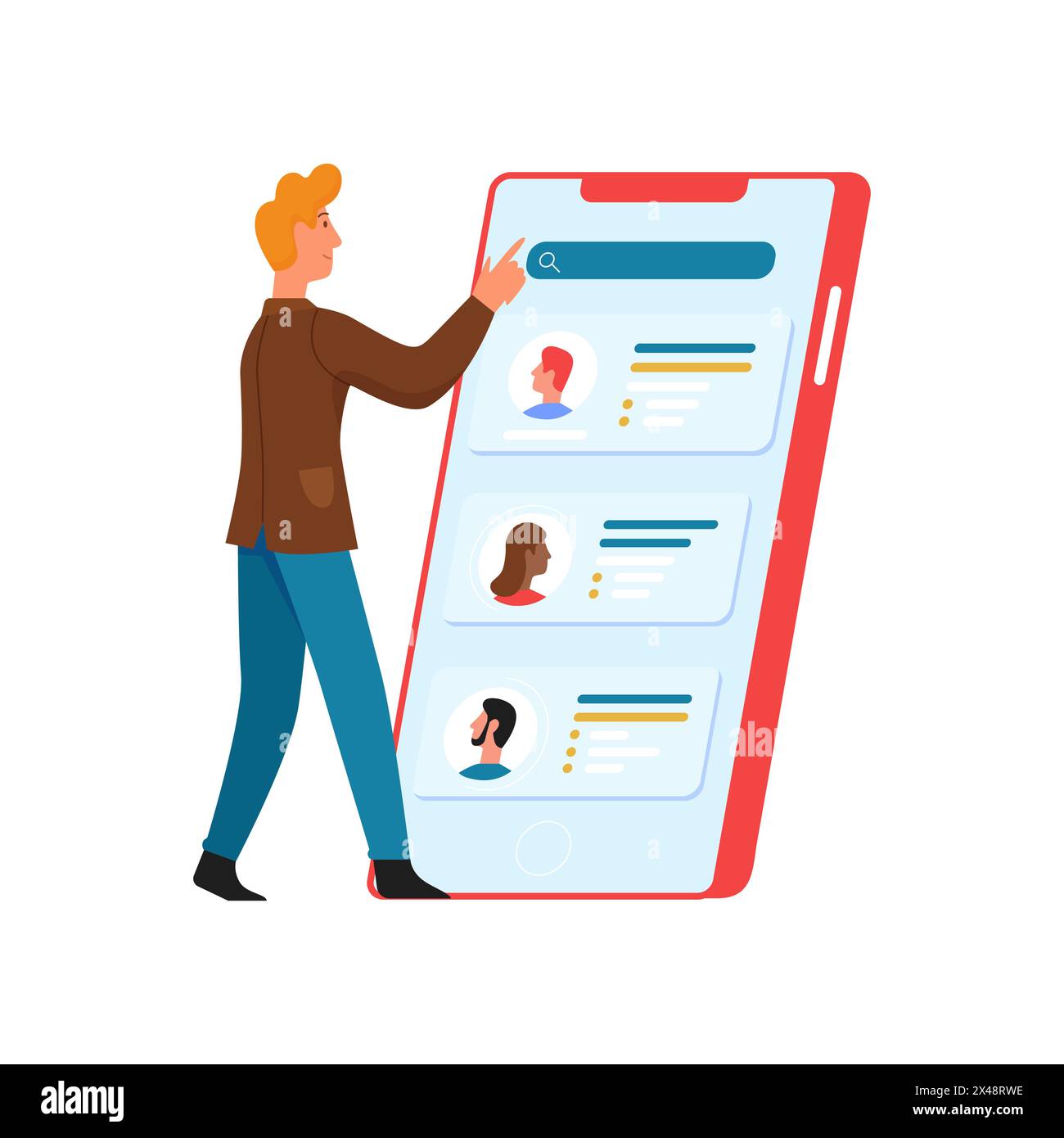 Search for person profile with data in contact list or directory online ...