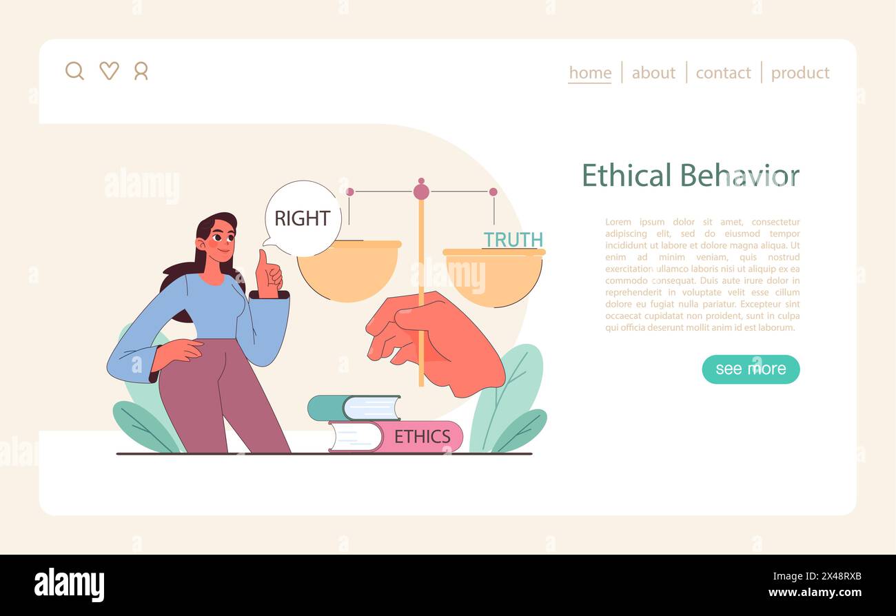 Ethical Behavior concept. Weighing right against truth over a ...