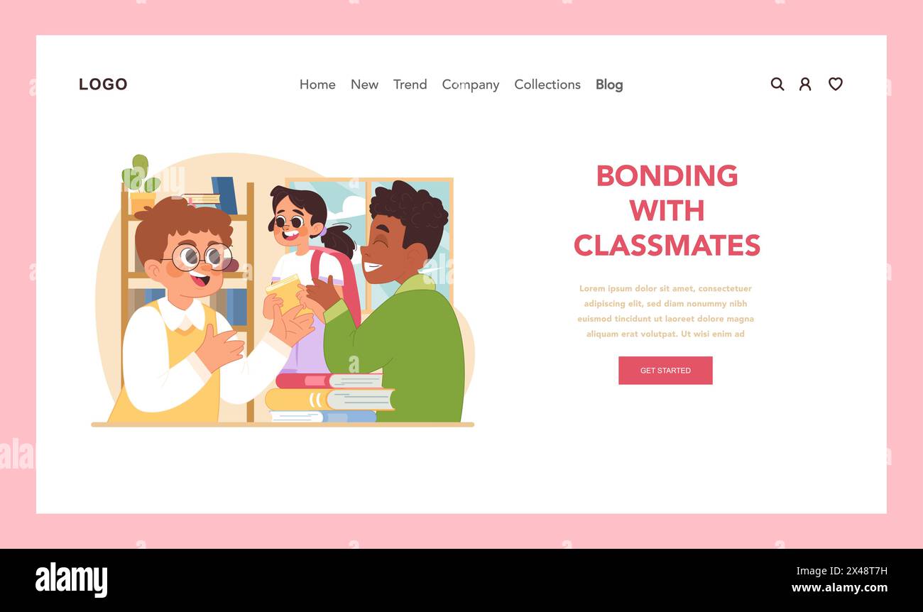 Bonding with classmates web or landing. Peers talking and laughing ...