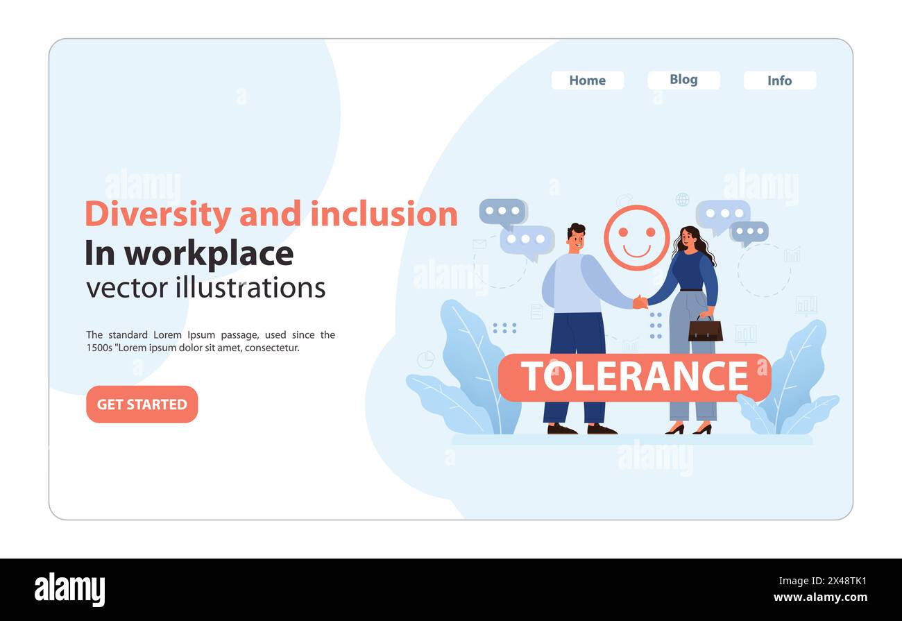Promoting tolerance in the workplace. Man and woman shaking hands ...