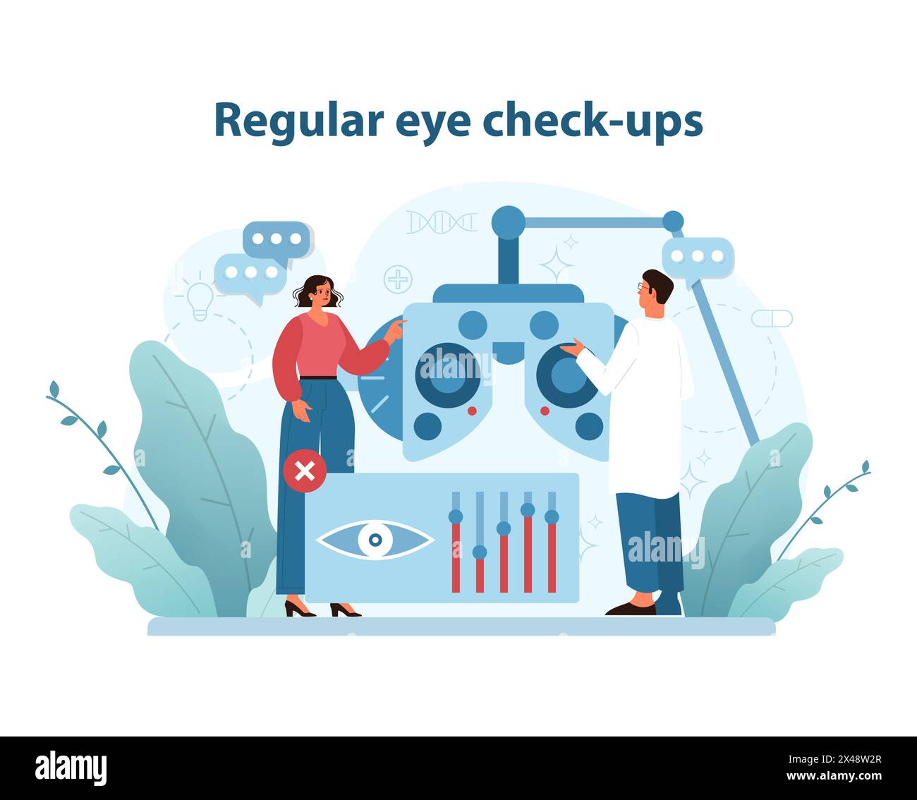 Regular Eye Check-Ups Illustration. A patient engages with eye ...