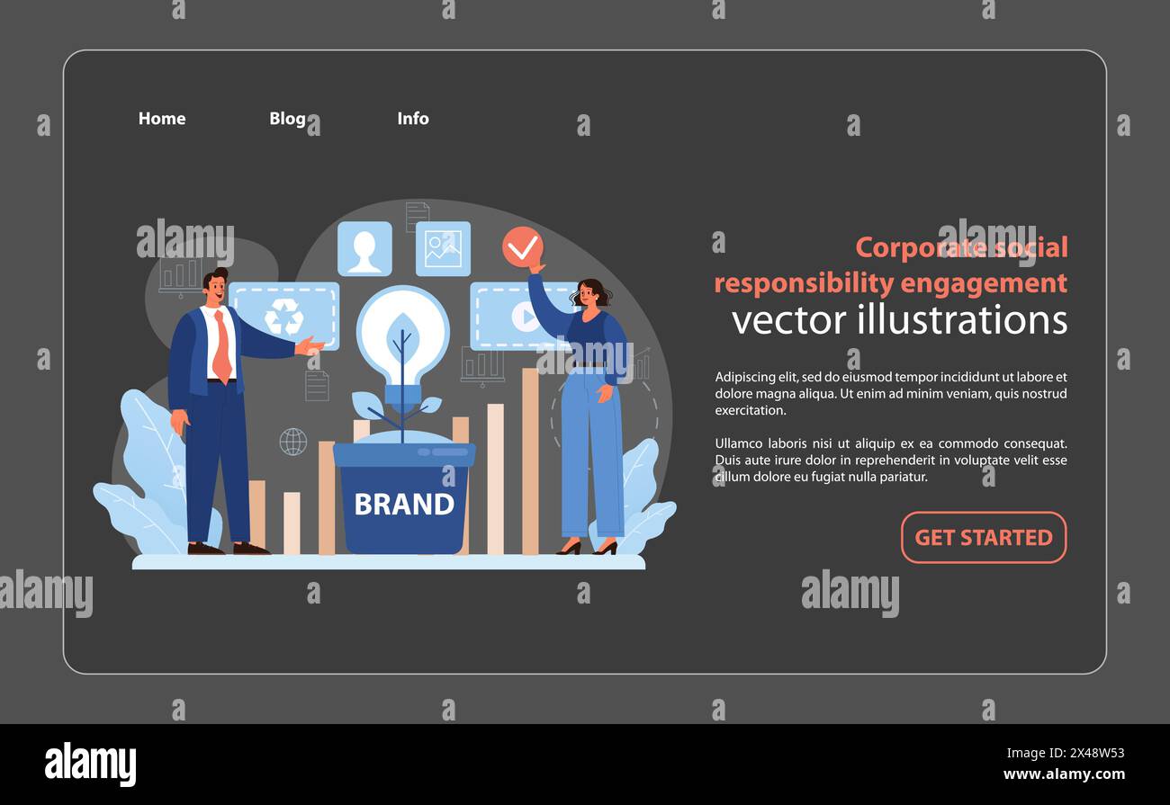 CSR Engagement Illustration. Professionals engaged in corporate social ...