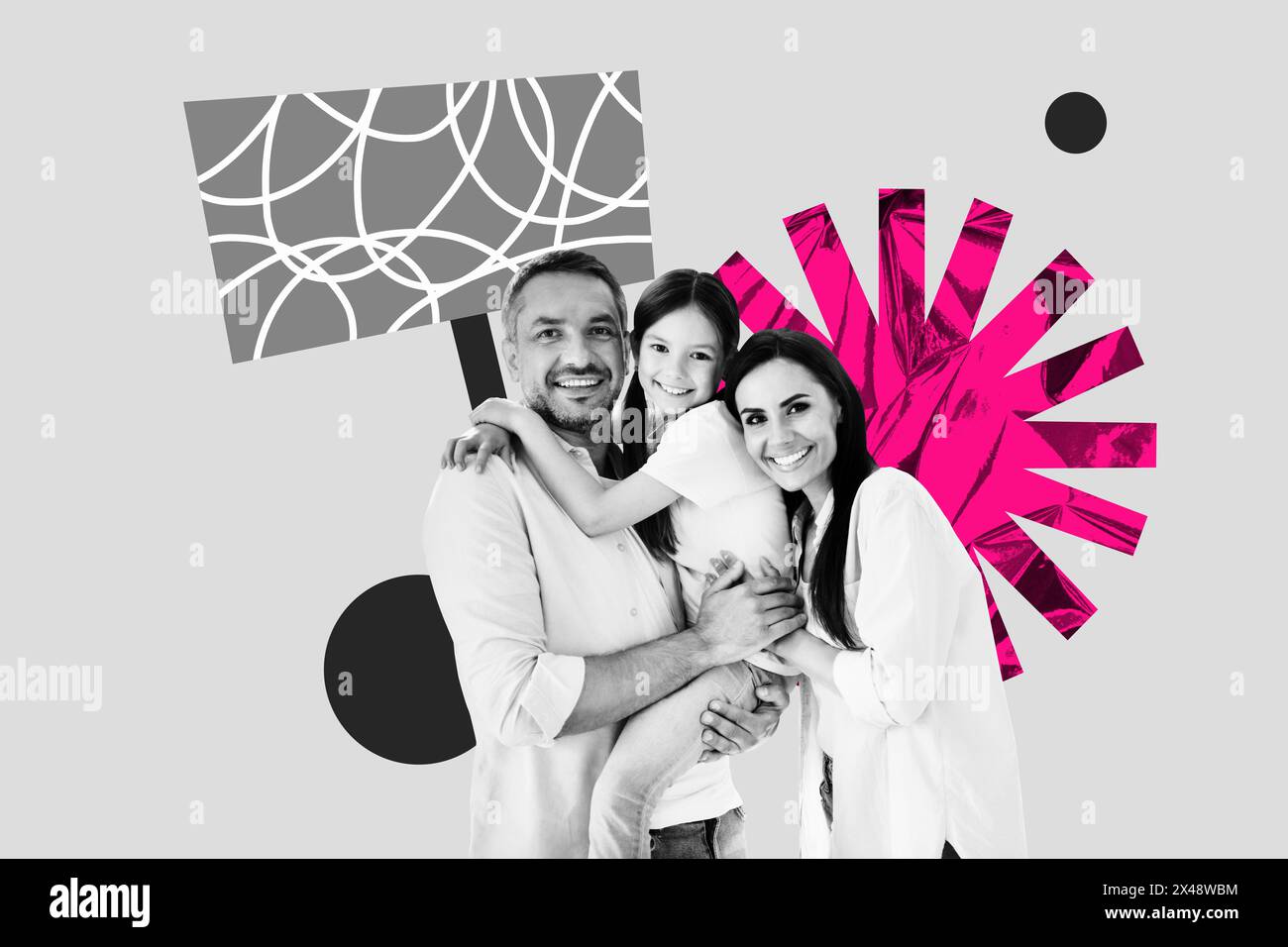 Creative image collage happy joyful family together child girl mother ...