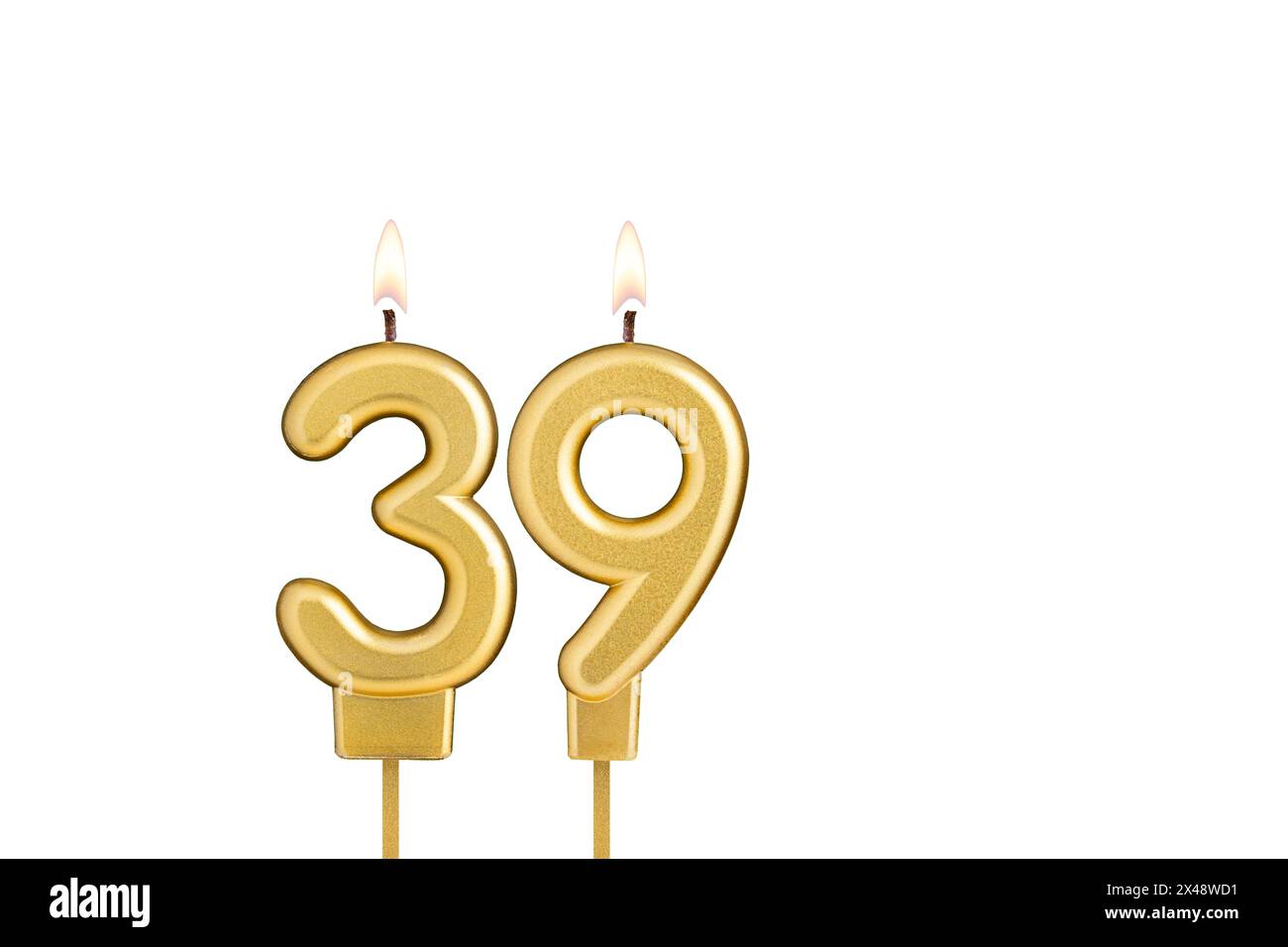 Birthday candle number 39 on white background Stock Photo - Alamy