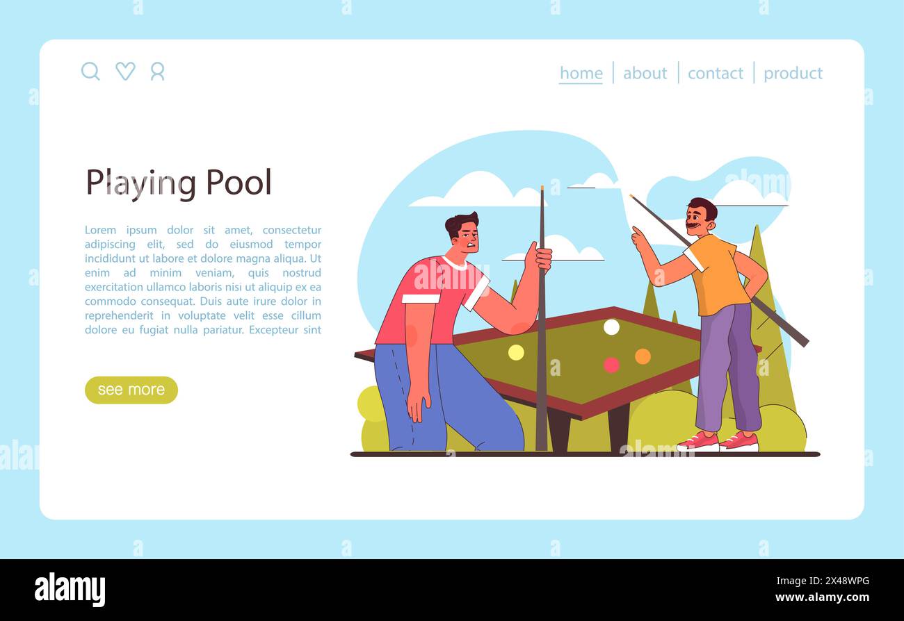 Playing Pool concept. Friends in a friendly match of billiards ...