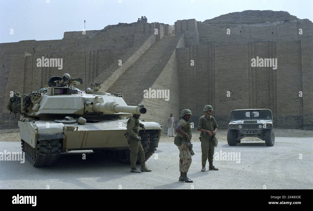 First Gulf War: 2nd April 1991 U.S. Army soldiers stand next to an M1A1 ...