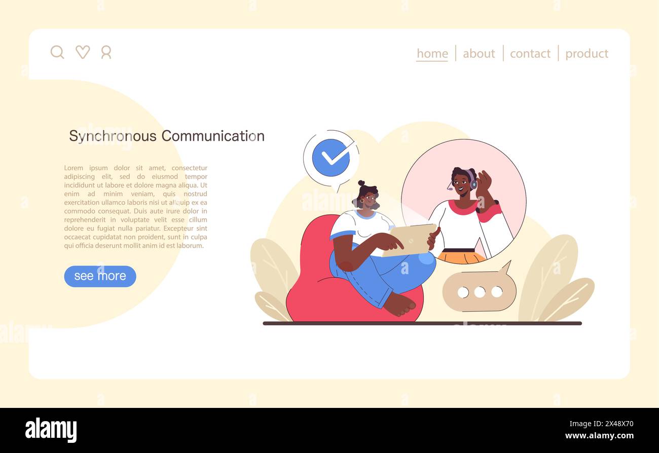 Synchronous communication set. Digital team interaction in real-time ...
