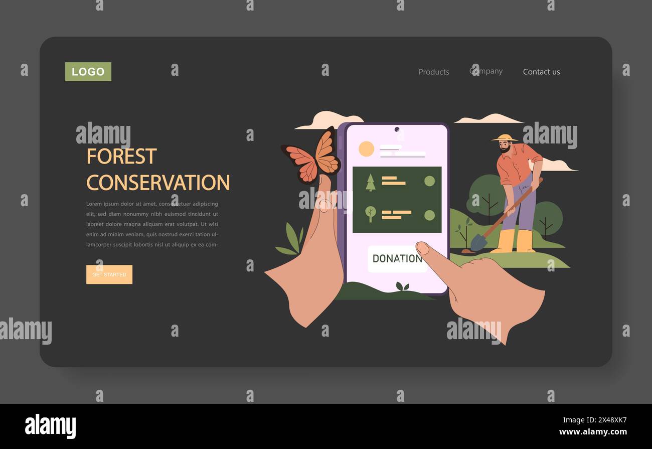 Sustainability set. Digital donation platform supporting forest growth ...