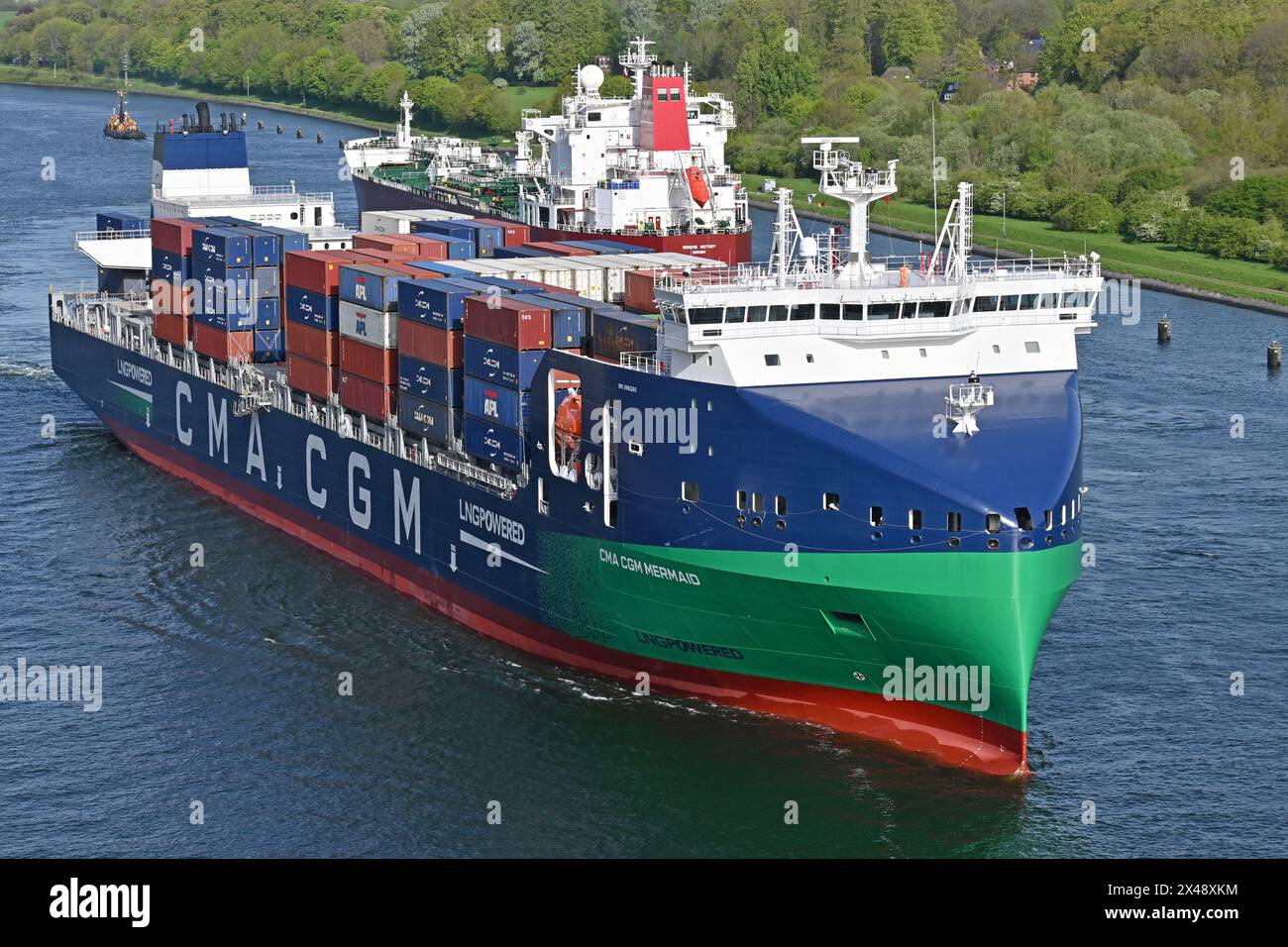 Containership CMA CGM MERMAID passing the Kiel Canal Stock Photo - Alamy