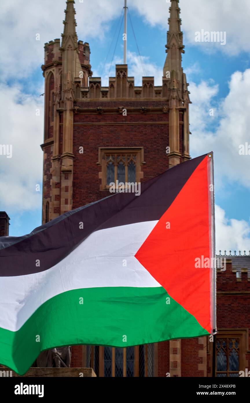 Belfast, United Kingdom 1 05 2024 Queen's University Belfast workers ...