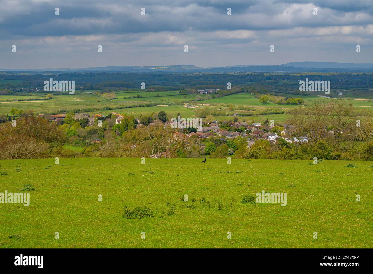 Far-reaching views over West Sussex countryside from South Downs Way ...