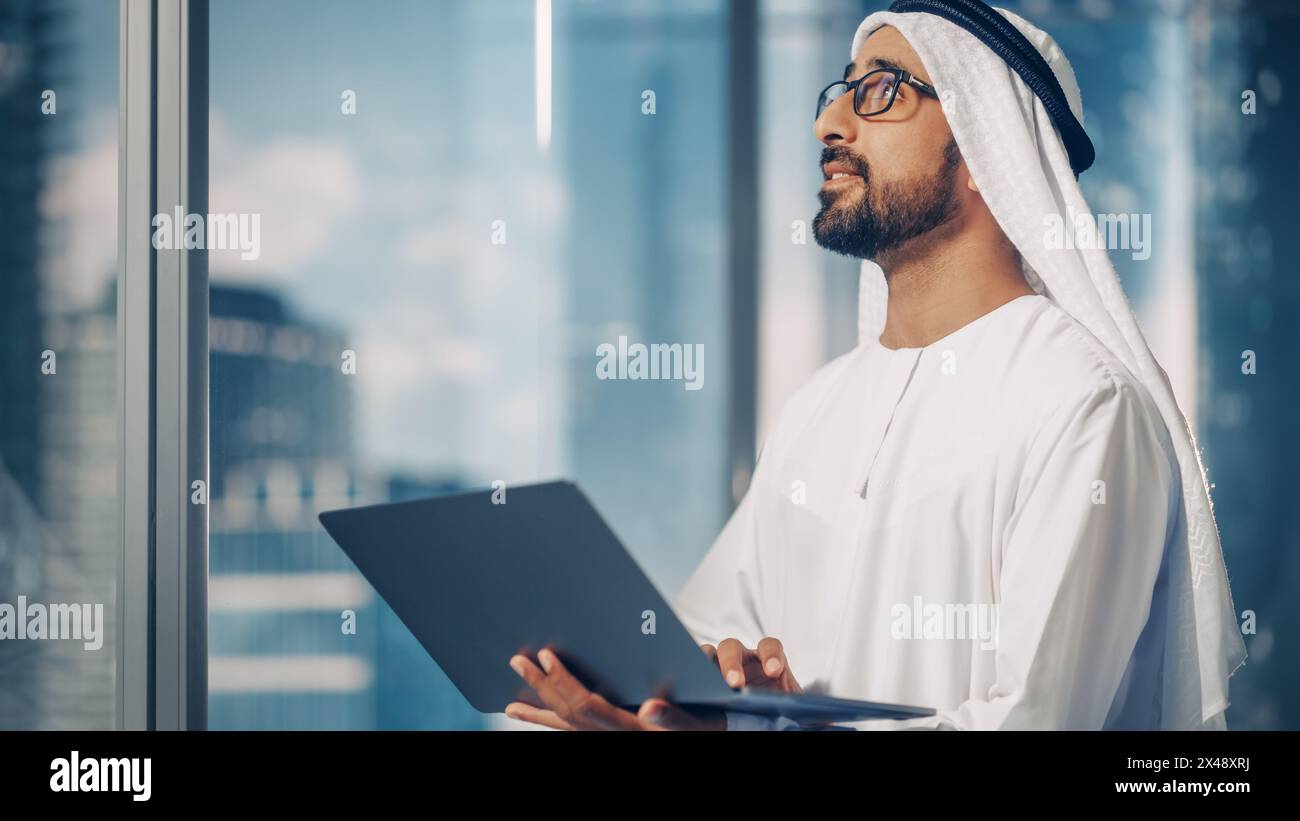 Successful Muslim Businessman in Traditional White Outfit Standing in ...