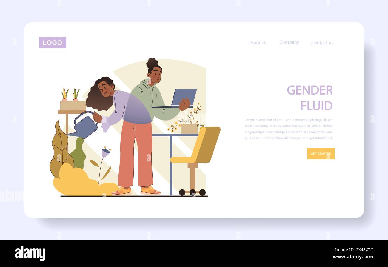 Gender Fluid concept. A serene scene depicting the nurturing of growth ...