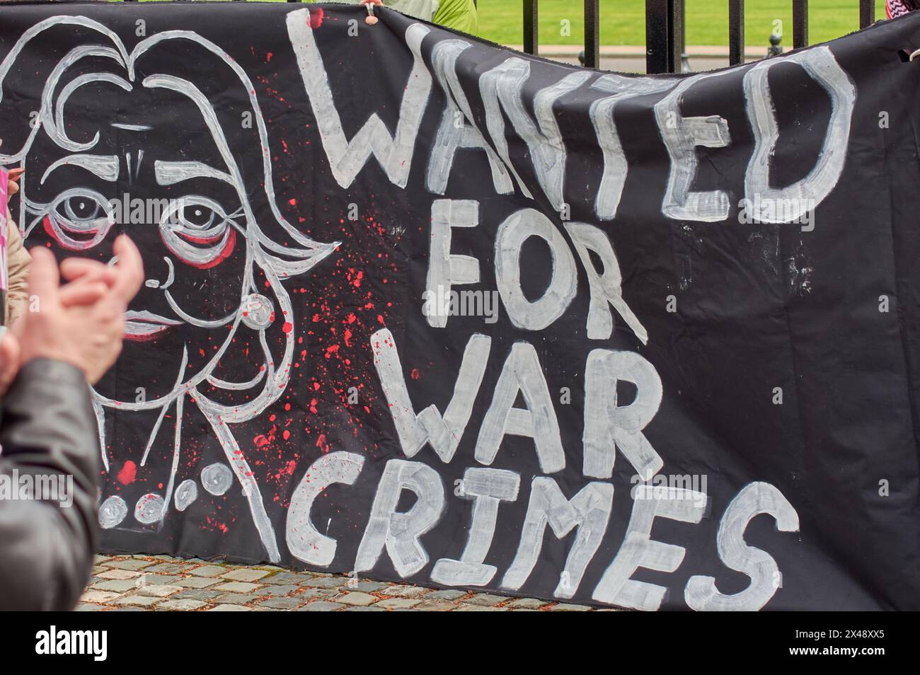 Belfast, United Kingdom 1/05/2024 Banner stating student opposition to ...