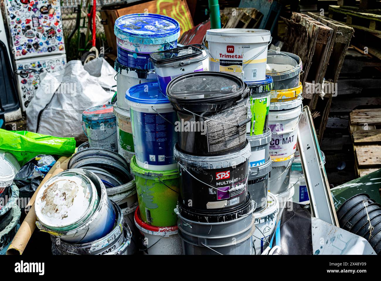 Empty & Used Paint Buckets Empty & Used Paint Buckets in the Waste ...